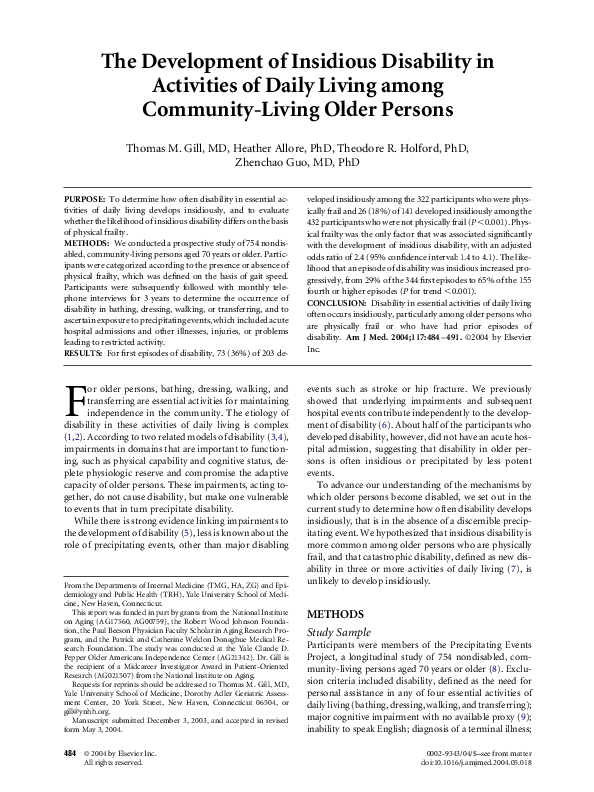 (PDF) The development of insidious disability in activities of daily living among community ...