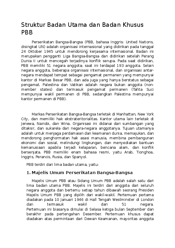 (DOC) Struktur Badan Utama dan Badan Khusus PBB