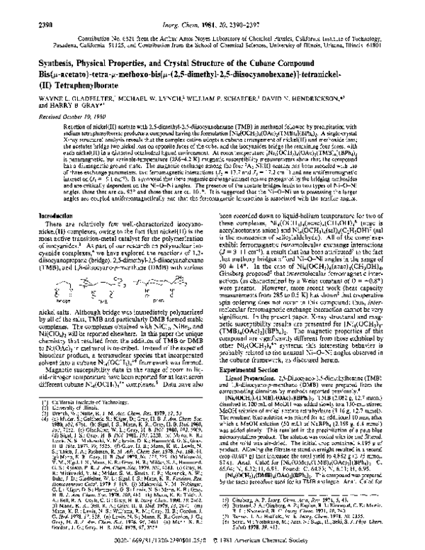 (PDF) Synthesis, physical properties, and crystal structure of the ...