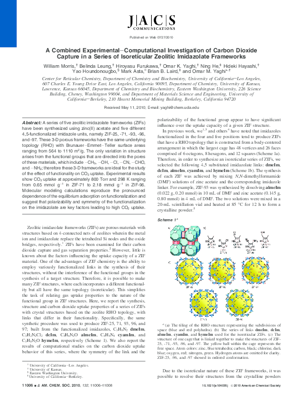 (PDF) A Combined Experimental−Computational Investigation of Carbon ...