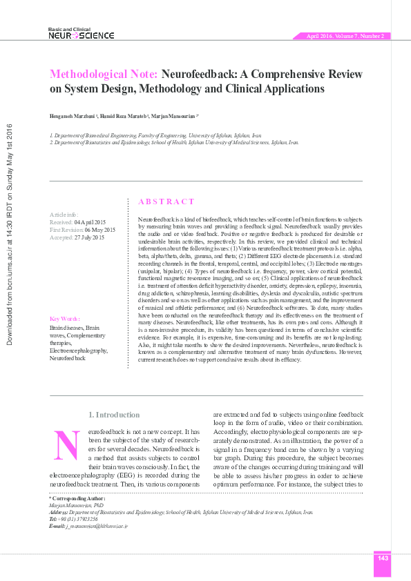 (PDF) Methodological Note: Neurofeedback: A Comprehensive Review on System Design, Methodology ...