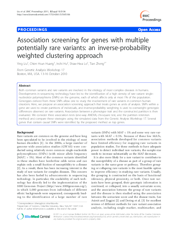 (PDF) Association screening for genes with multiple potentially rare variants: an inverse ...
