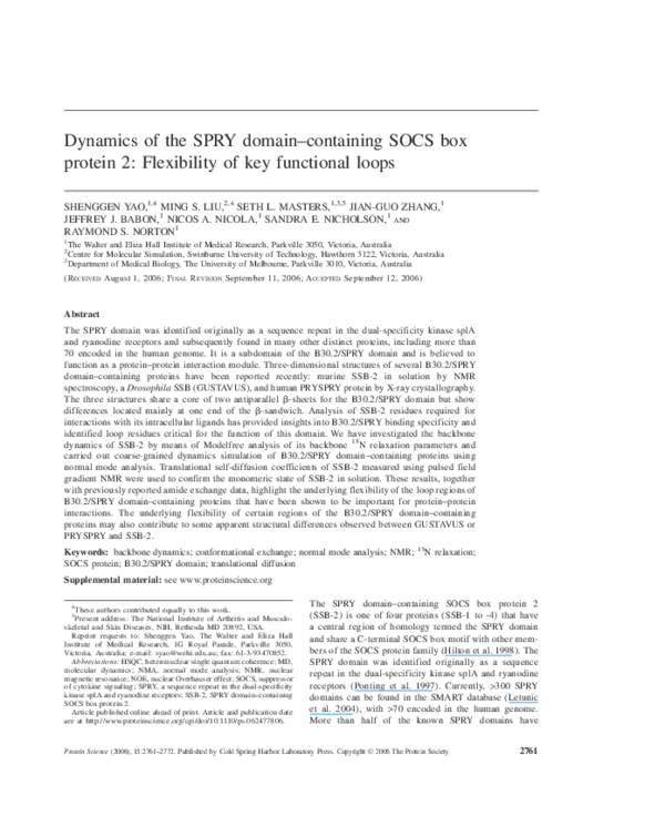 (PDF) Dynamics of the SPRY domain-containing SOCS box protein 2 ...