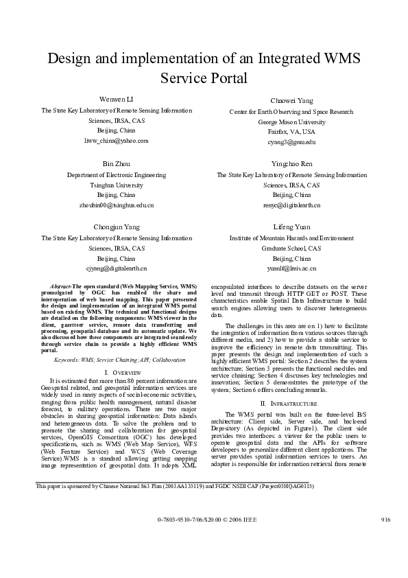 (PDF) Design and implementation of an Integrated WMS Service Portal