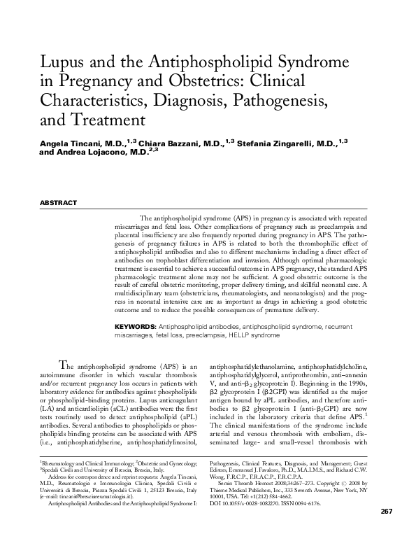 (PDF) Lupus and the Antiphospholipid Syndrome in Pregnancy and ...