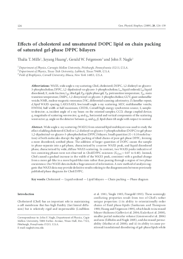 (PDF) Effects of Cholesterol and Unsaturated DOPC Lipid on Chain ...