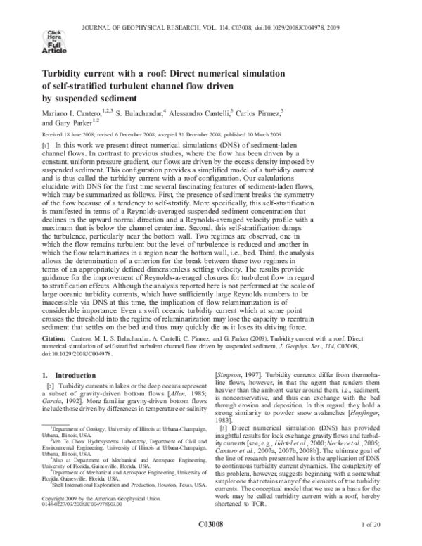 (PDF) Turbidity current with a roof: Direct numerical simulation of self-stratified turbulent ...