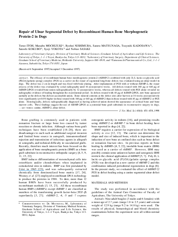 (PDF) Repair of Ulnar Segmental Defect by Recombinant Human Bone ...