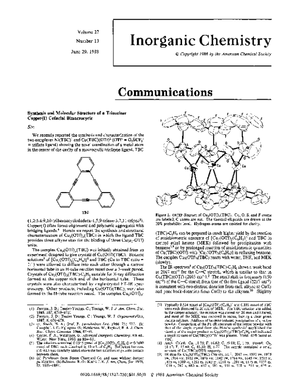 (PDF) Synthesis and molecular structure of a trinuclear copper(I) cofacial bimacrocycle