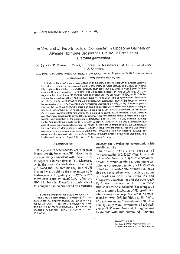 (PDF) In vivo and in vitro effects of compactin in liposome carriers on ...
