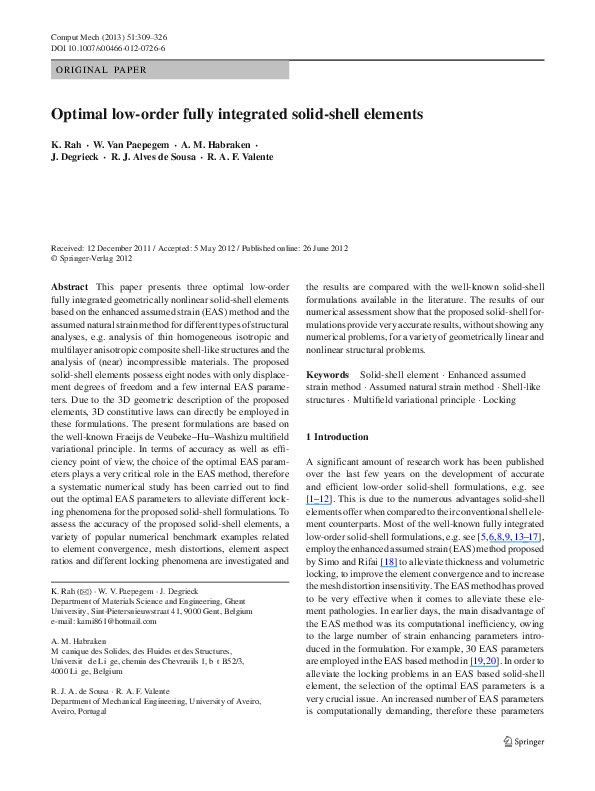 (PDF) Optimal low-order fully integrated solid-shell elements