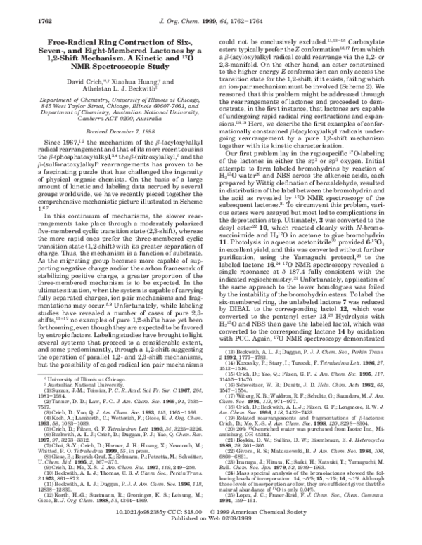 (PDF) Free-Radical Ring Contraction of Six-, Seven-, and Eight-Membered ...