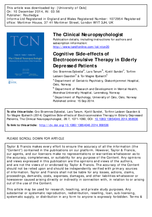 (PDF) Cognitive side-effects of electroconvulsive therapy in elderly ...