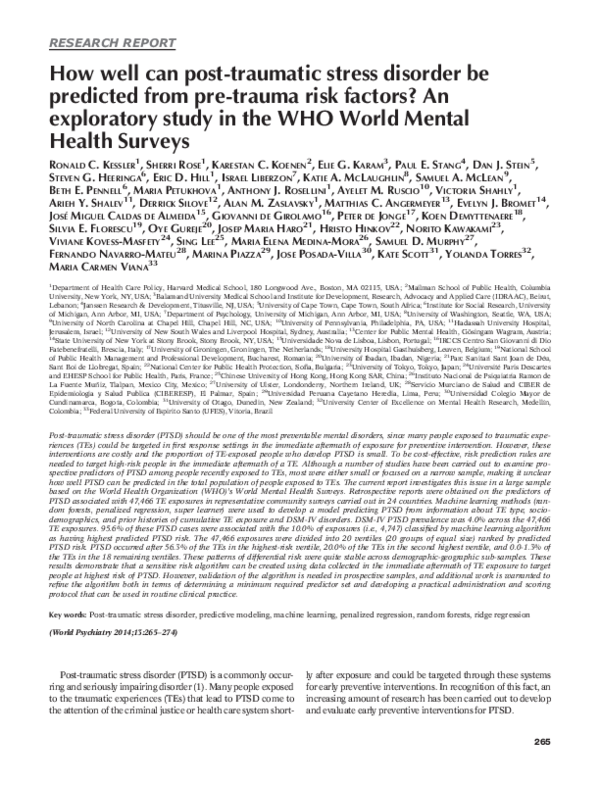 (PDF) How well can post-traumatic stress disorder be predicted from pre ...