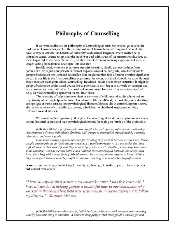 (DOC) Philosophy of Counselling