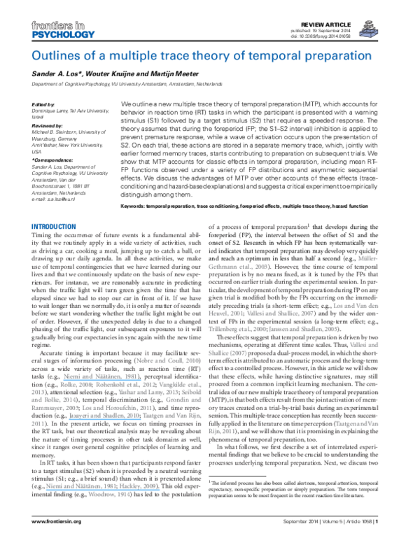 (PDF) Outlines of a multiple trace theory of temporal preparation ...