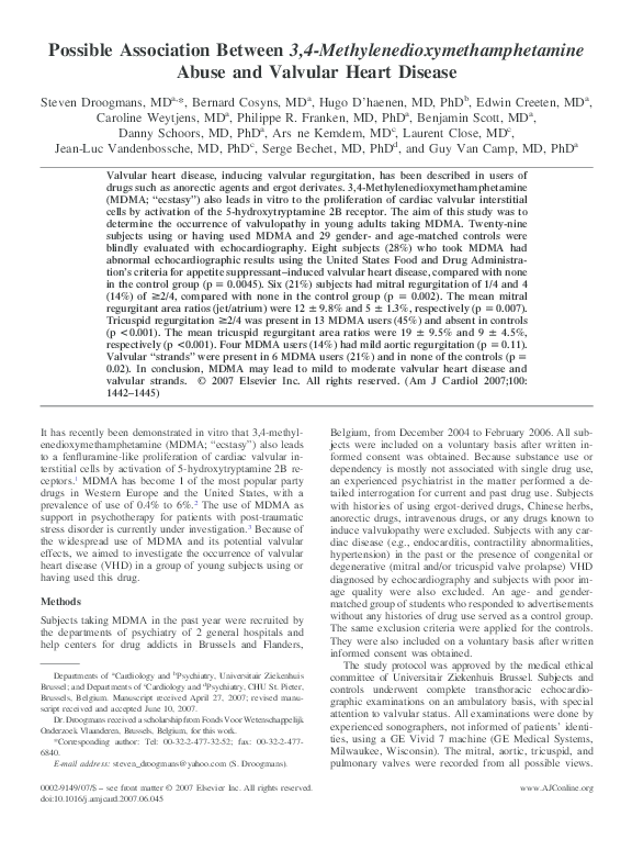 (PDF) Possible association between 3,4-methylenedioxymethamphetamine ...