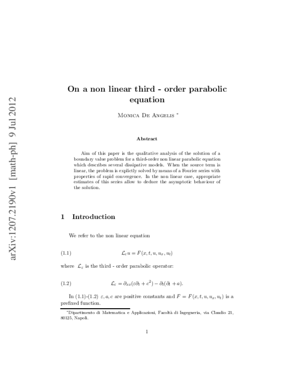 (PDF) On a non linear third - order parabolic equation