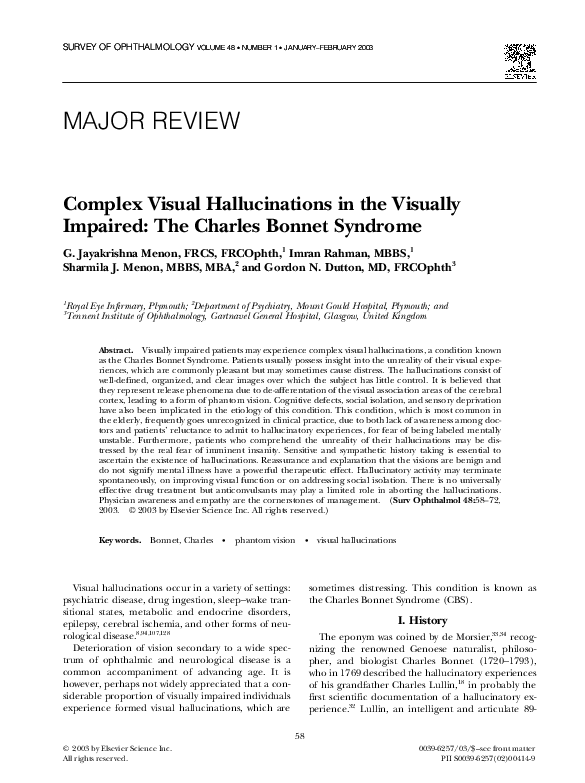 (PDF) Complex Visual Hallucinations in the Visually Impaired