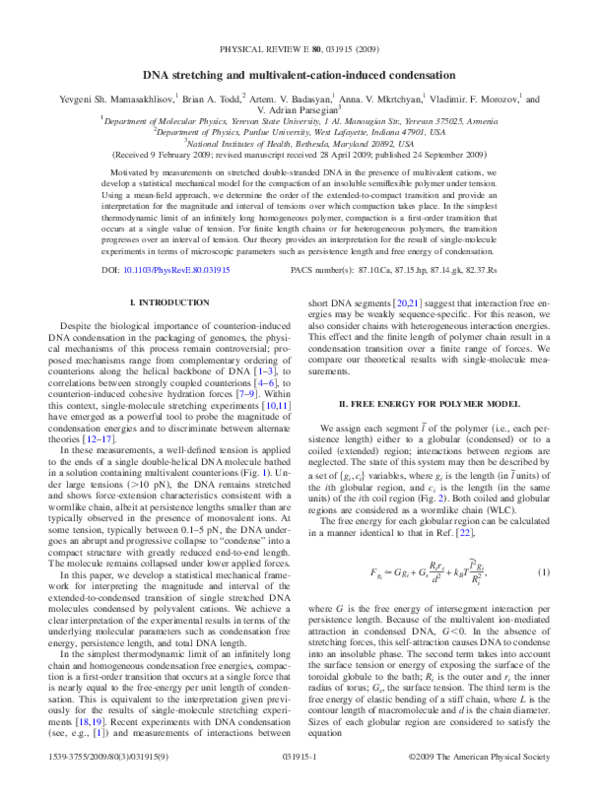 (PDF) Theory of DNA condensation in the presence of stretching force ...