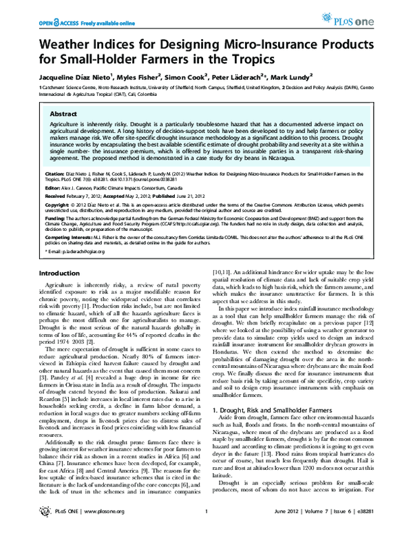 (PDF) Weather Indices for Designing Micro-Insurance Products for Small ...