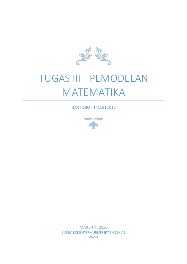 (PDF) TUGAS III -PEMODELAN MATEMATIKA