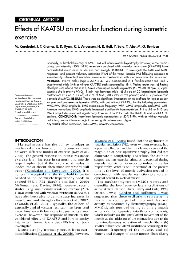 (PDF) Effects of Vascular Restriction on Muscular Function during ...