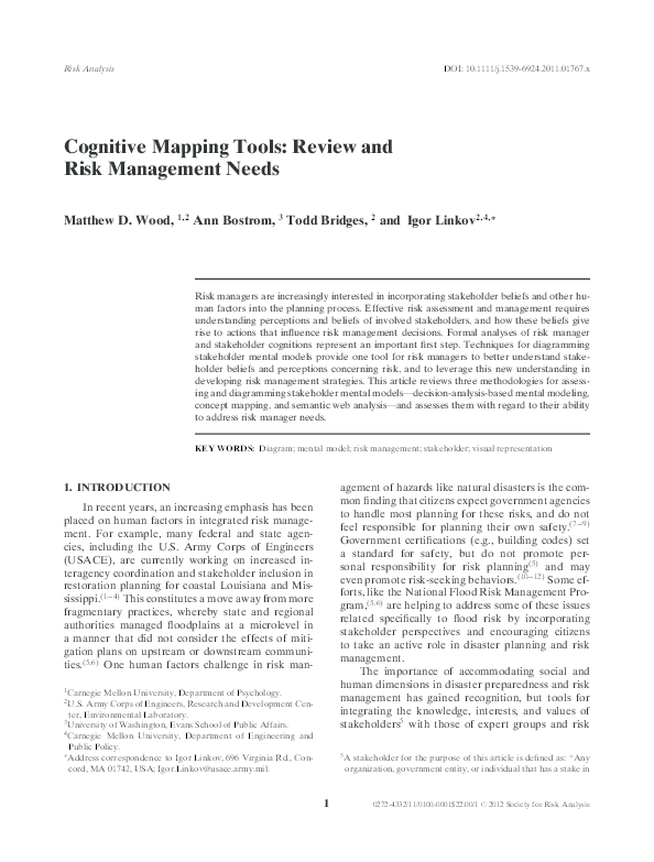 (PDF) Cognitive Mapping Tools: Review and Risk Management Needs