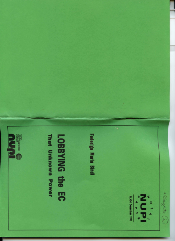 (PDF) Lobbying the EEC. That Unknowing Power | Federiga Bindi ...