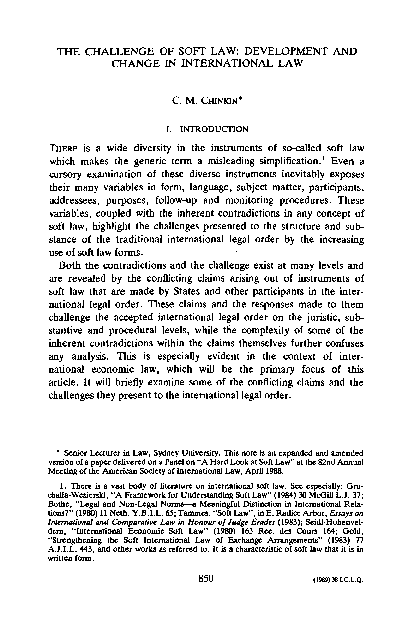 (PDF) THE CHALLENGE OF SOFT LAW: DEVELOPMENT AND CHANGE IN ...