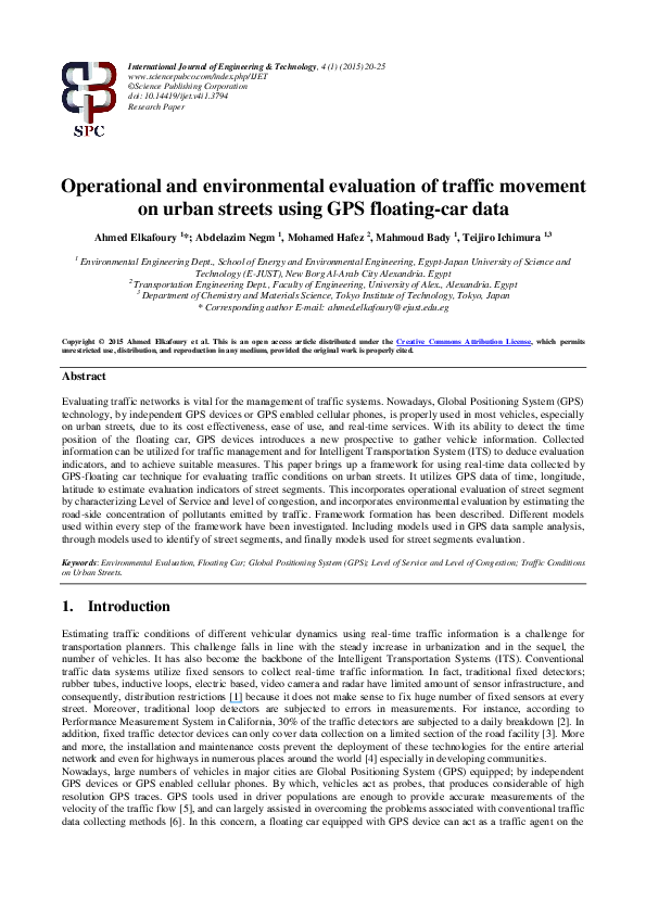 (PDF) Operational and environmental evaluation of traffic movement on ...