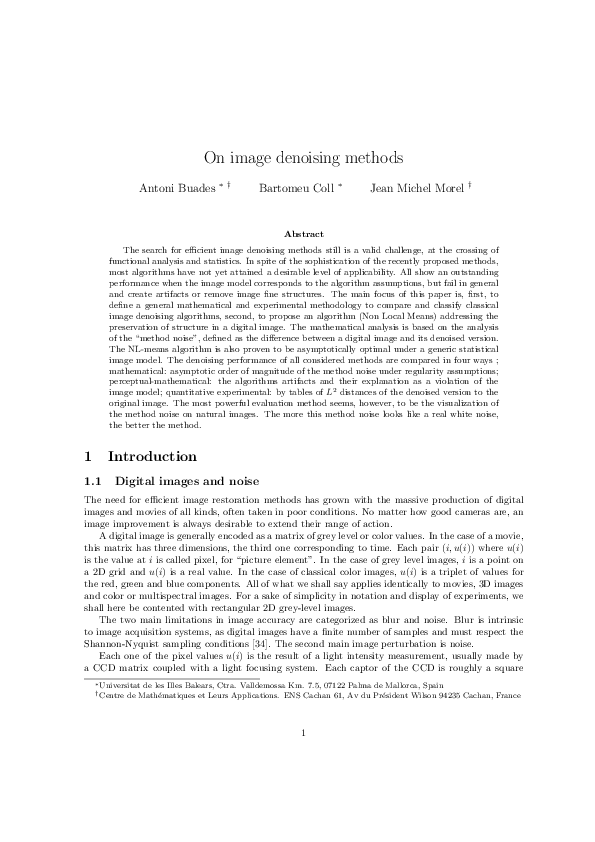 (PDF) On image denoising methods