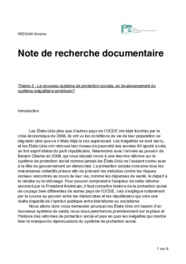 (PDF) Note de recherche documentaire