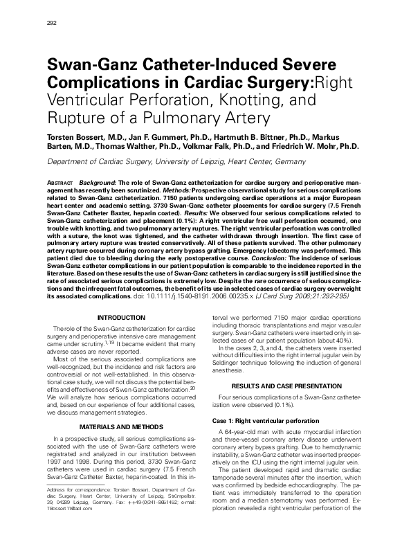 (PDF) Swan-Ganz catheter induced severe complications in cardiac ...