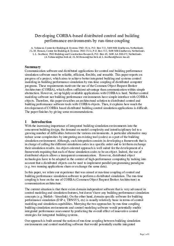 (PDF) Developing CORBA-based distributed control and building performance environments by run ...