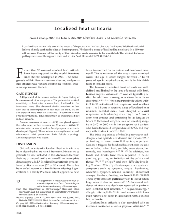 (PDF) Localized heat urticaria