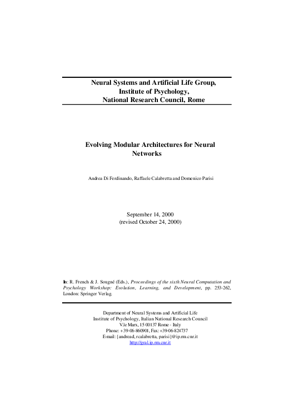 (PDF) Evolving Modular Architectures for Neural Networks