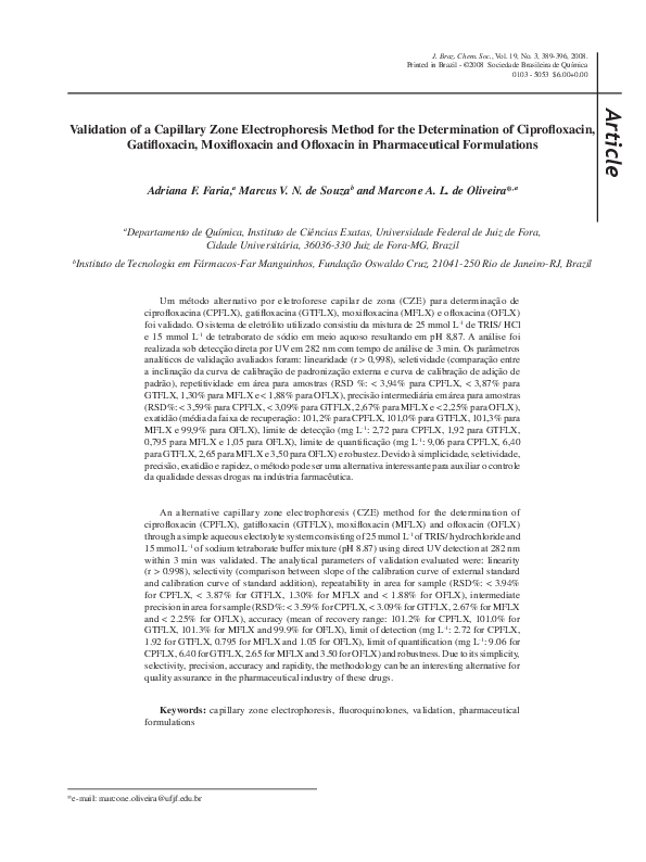 (PDF) Validation of a capillary zone electrophoresis method for the comparative determination of ...