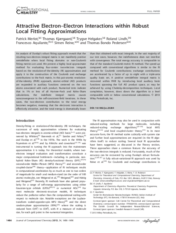 (PDF) Attractive electron-electron interactions within robust local fitting approximations ...