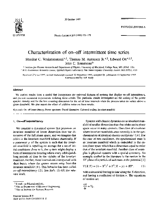 (PDF) Characterization of on-off intermittent time series