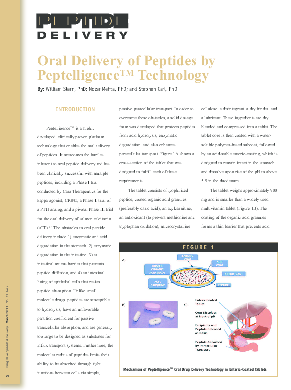 (PDF) Oral Delivery of Peptides by PeptelligenceTM Technology