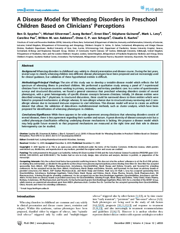 (PDF) A Disease Model for Wheezing Disorders in Preschool Children ...
