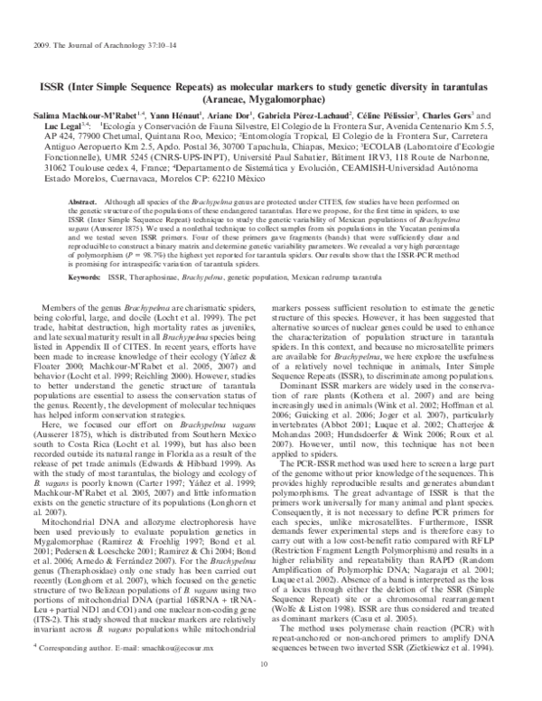 (PDF) ISSR (Inter Simple Sequence Repeats) as molecular markers to study genetic diversity in ...