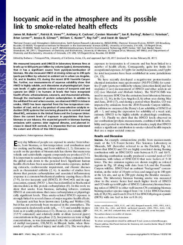 (PDF) Isocyanic acid in the atmosphere and its possible link to smoke ...