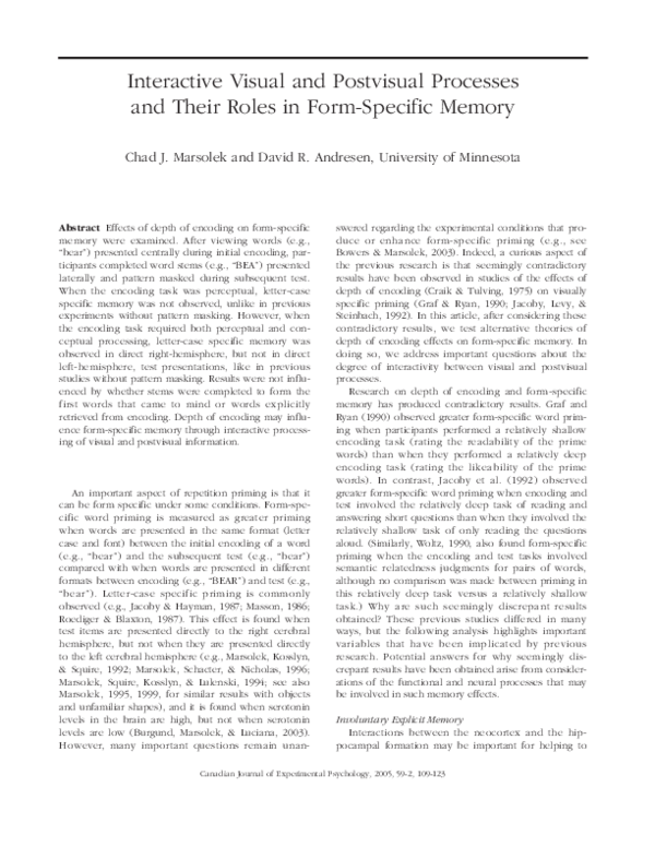 (PDF) Interactive Visual and Postvisual Processes and Their Roles in ...