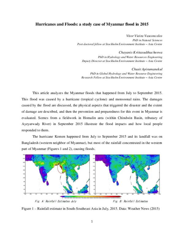 (PDF) Hurricanes and Floods: a study case of Myanmar flood in 2015