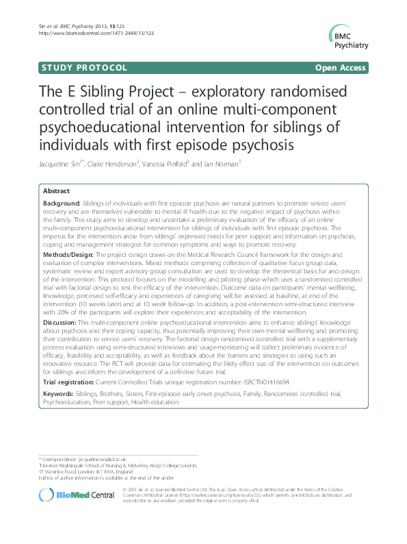 (PDF) The E Sibling Project – exploratory randomised controlled trial ...