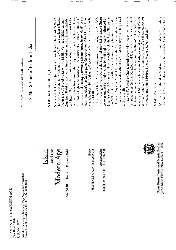 (PDF) Shafi School of Fiqh in India
