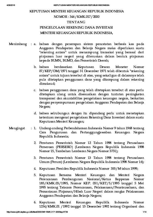 (PDF) KEPUTUSAN MENTERI KEUANGAN REPUBLIK INDONESIA RDI | Achmad Mujab - Academia.edu