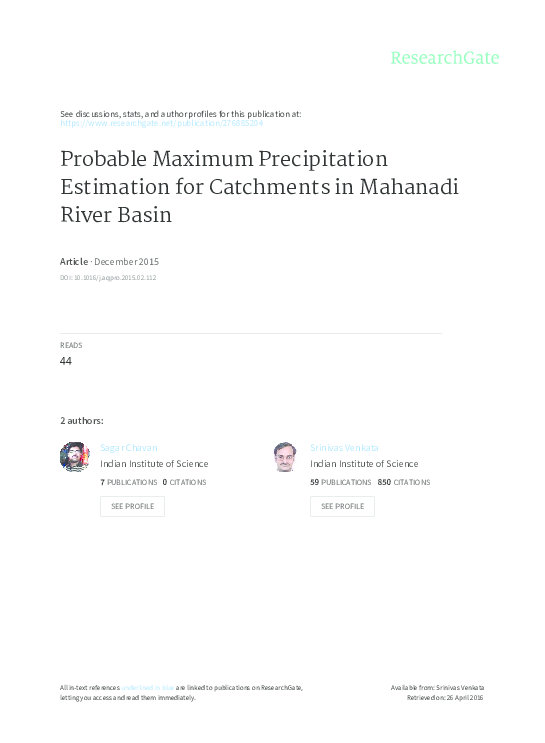 (PDF) Probable Maximum Precipitation Estimation for Catchments in ...